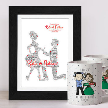 On One Knee Gift Set 2 | Engagement Cups | Engagement Print