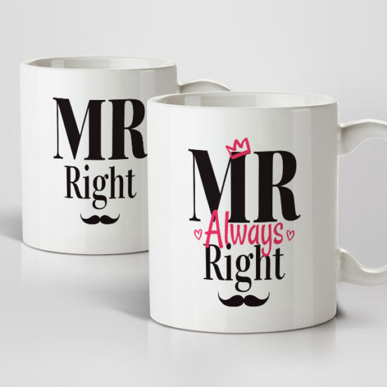 Mr Right & Mr Always Right Mugs | Same Sex Engagement Gift Ideas