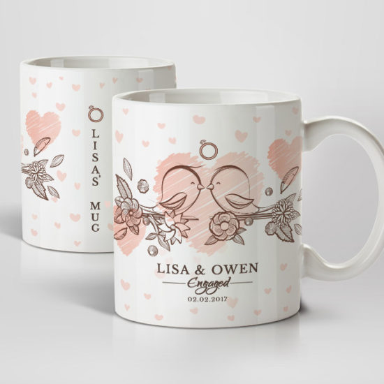 Little Love Birds Engagement Mugs | Engagement Cups Online