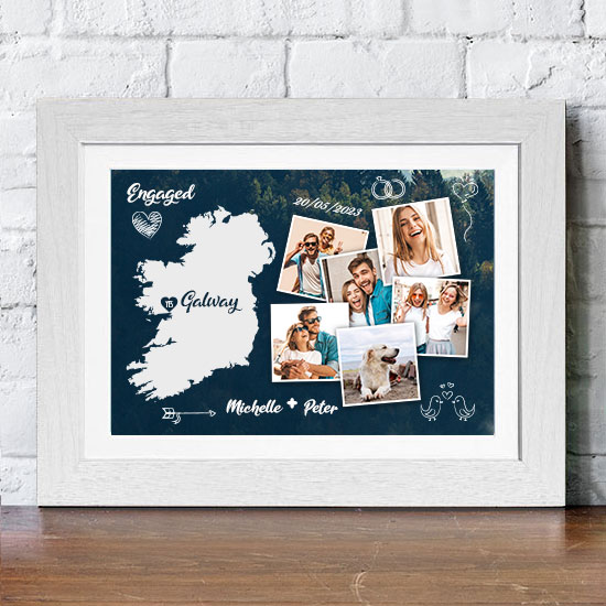 Where We Got Engaged Photo Collage Framed Print | Engagement Gift